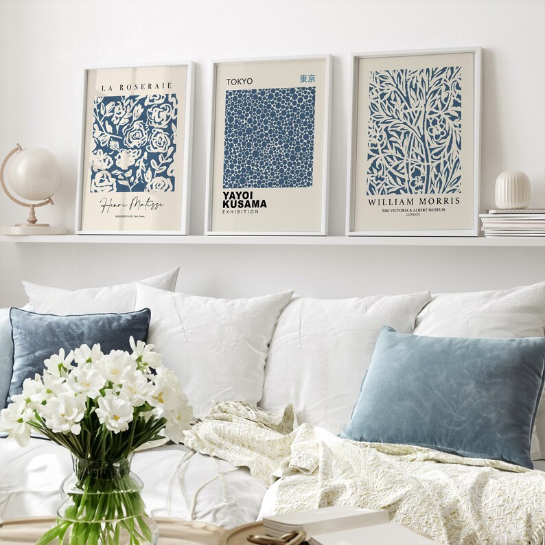 French Navy Matisse Print, Navy Wall Art, Modern Art Poster, Blue Print, Floral Wall Art ...