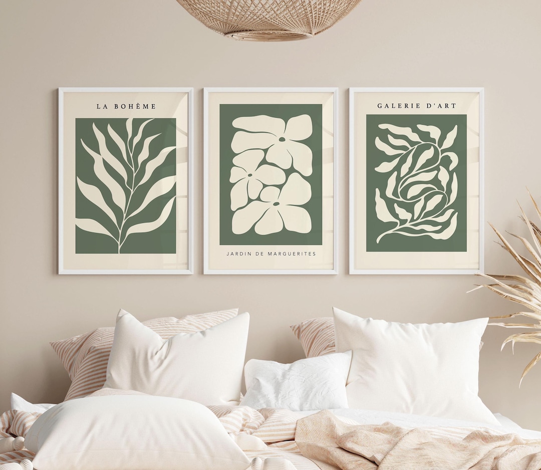 Forest Green Prints, 3 Set, Green Wall Art, Modern Art Poster, Green ...