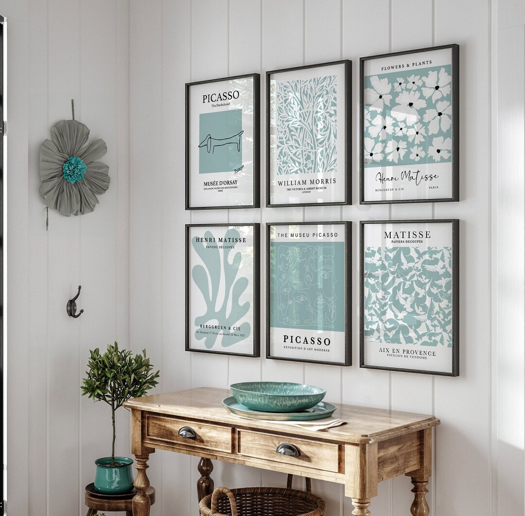 6 Teal Print Bundle, Teal Blue Wall Art, Modern Art Poster, Teal Green ...