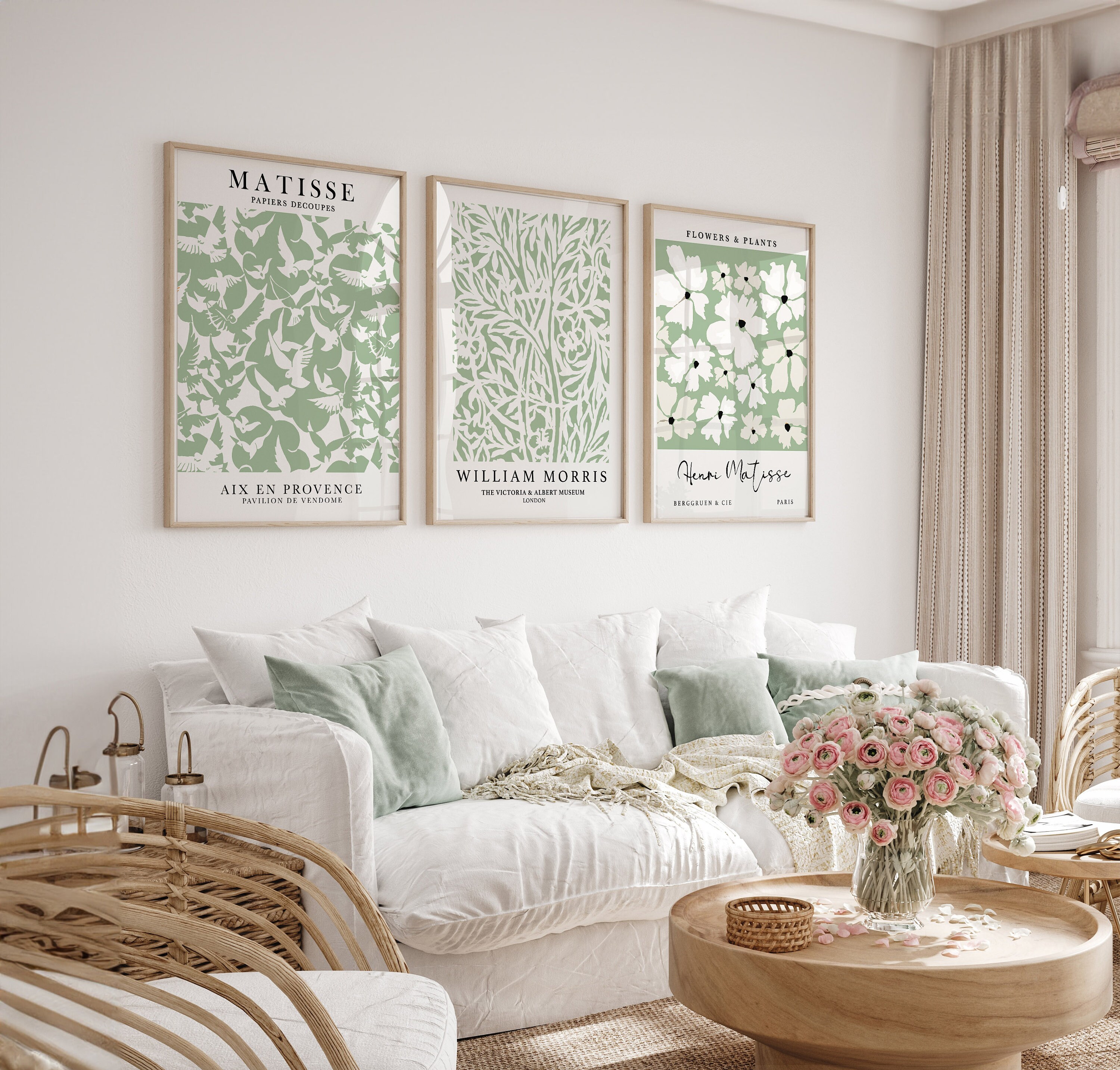 Sage Green Print, 3 Set, Green Wall Art, Modern Art Posters, Green ...