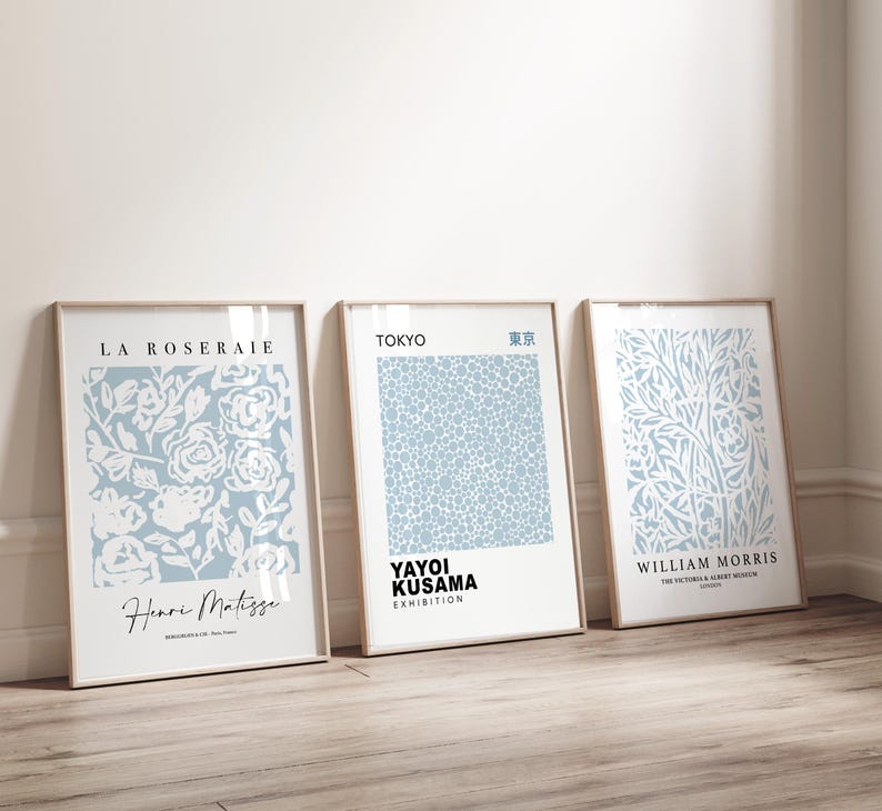 Duck Egg Blue Art Prints Set of 3: Matisse, William Morris (digital ...