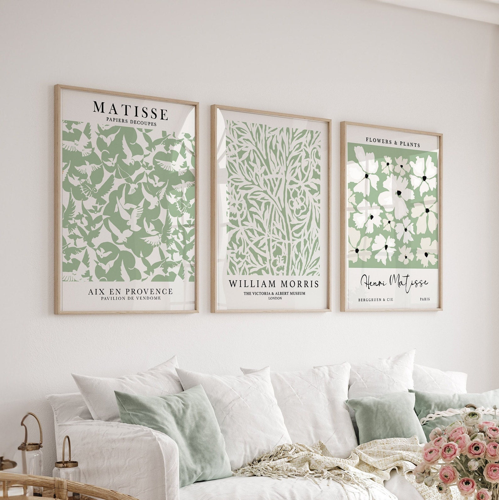 Sage Green Print, 3 Set, Green Wall Art, Modern Art Posters, Green ...
