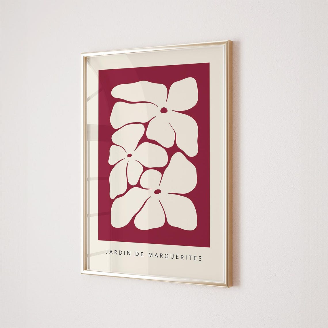 Burgundy Botanical Art Prints: Set of 3, Modern Floral Wall Decor ...