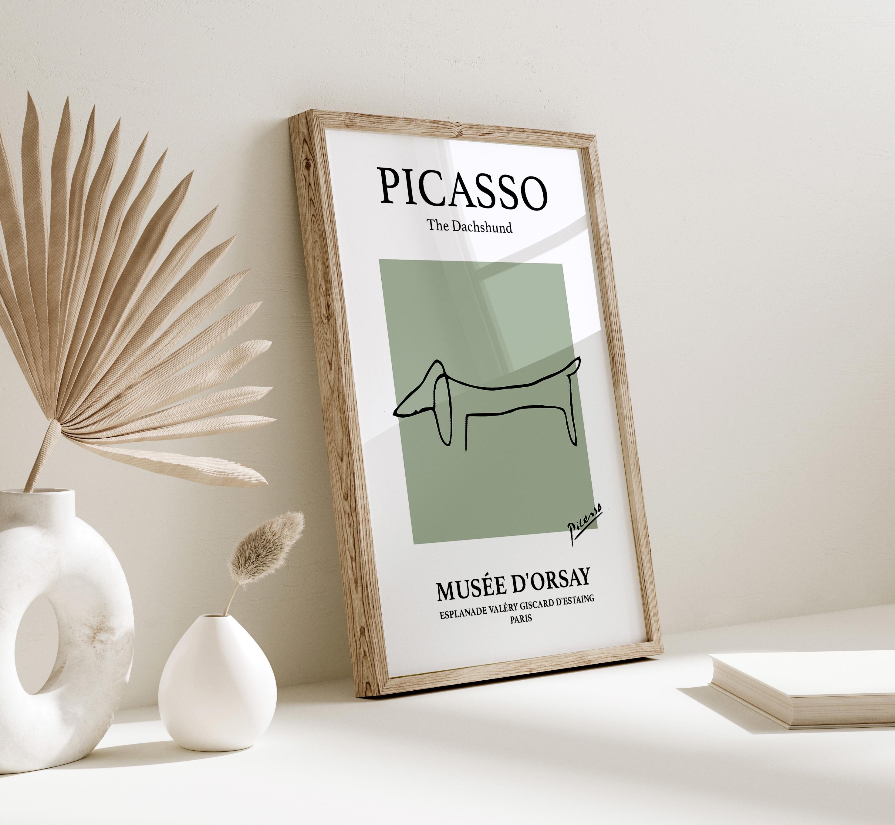 Sage Green Dog Print, Dachshund Wall Art, Picasso Poster, Green Print ...