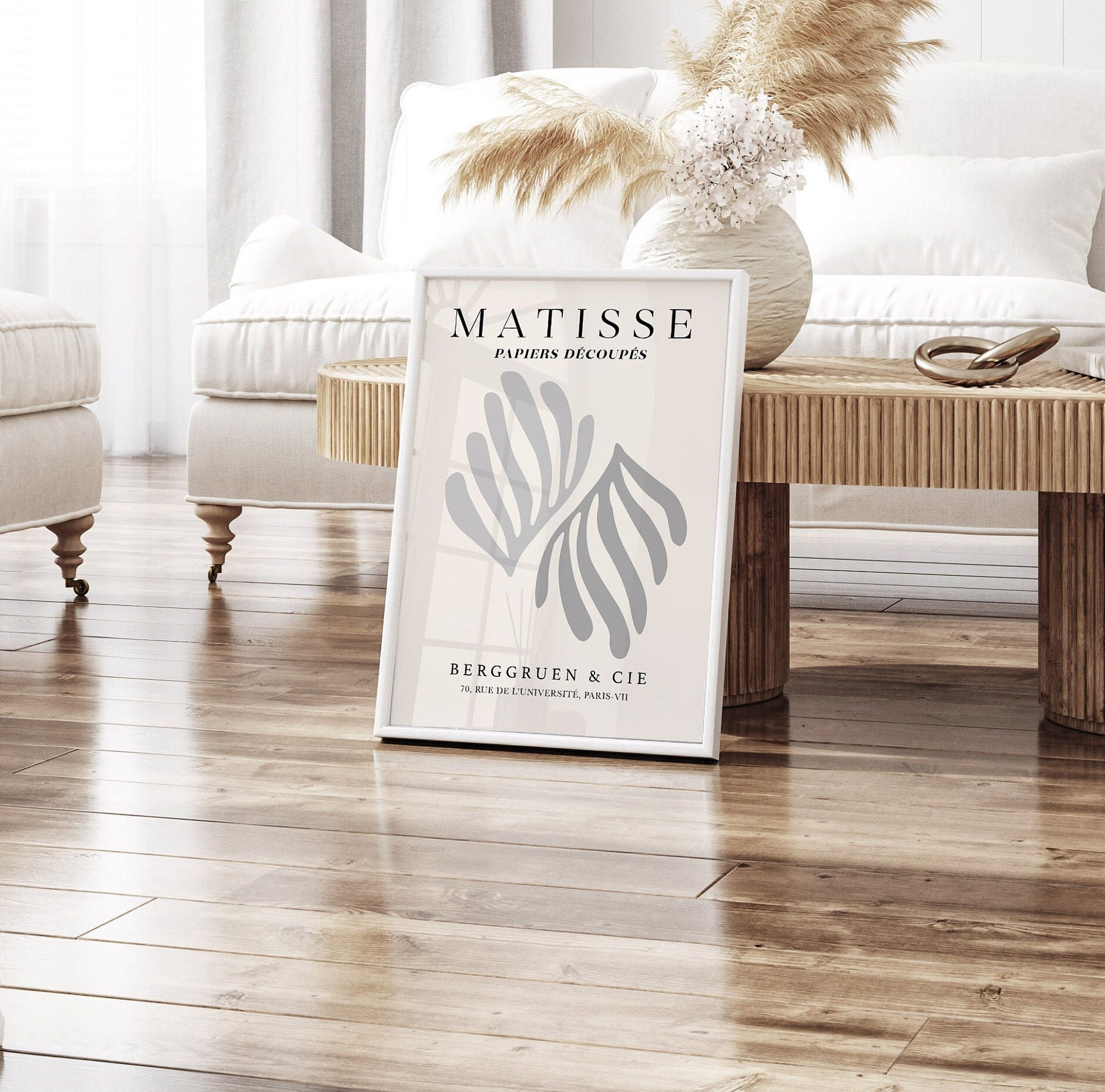 Soft Grey Matisse Prints 3 Set, Grey Wall Art, Modern Art Poster, Grey ...