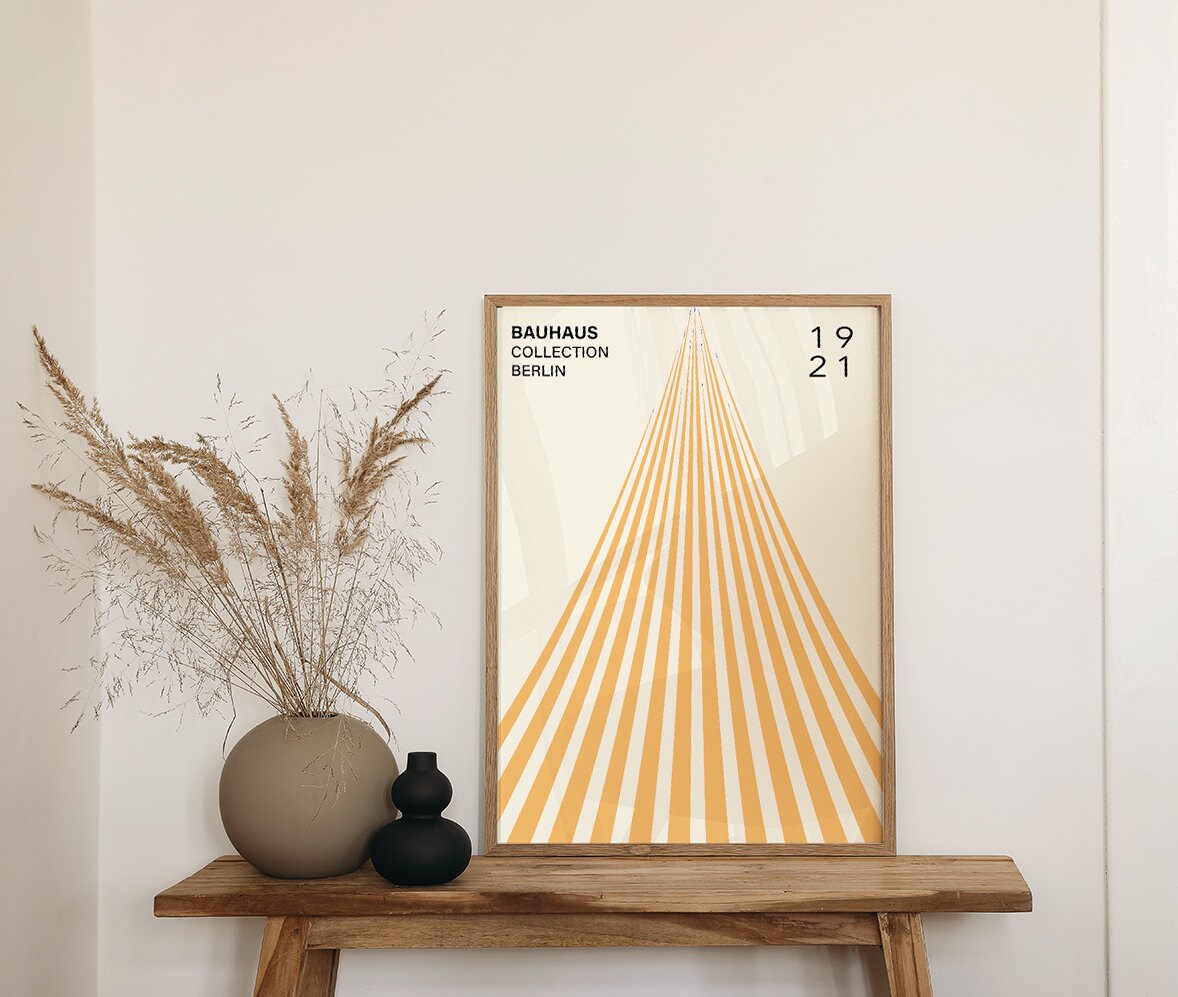 Yellow Wall Art, Bauhaus Print, Set of 3, Printable, Retro Poster ...