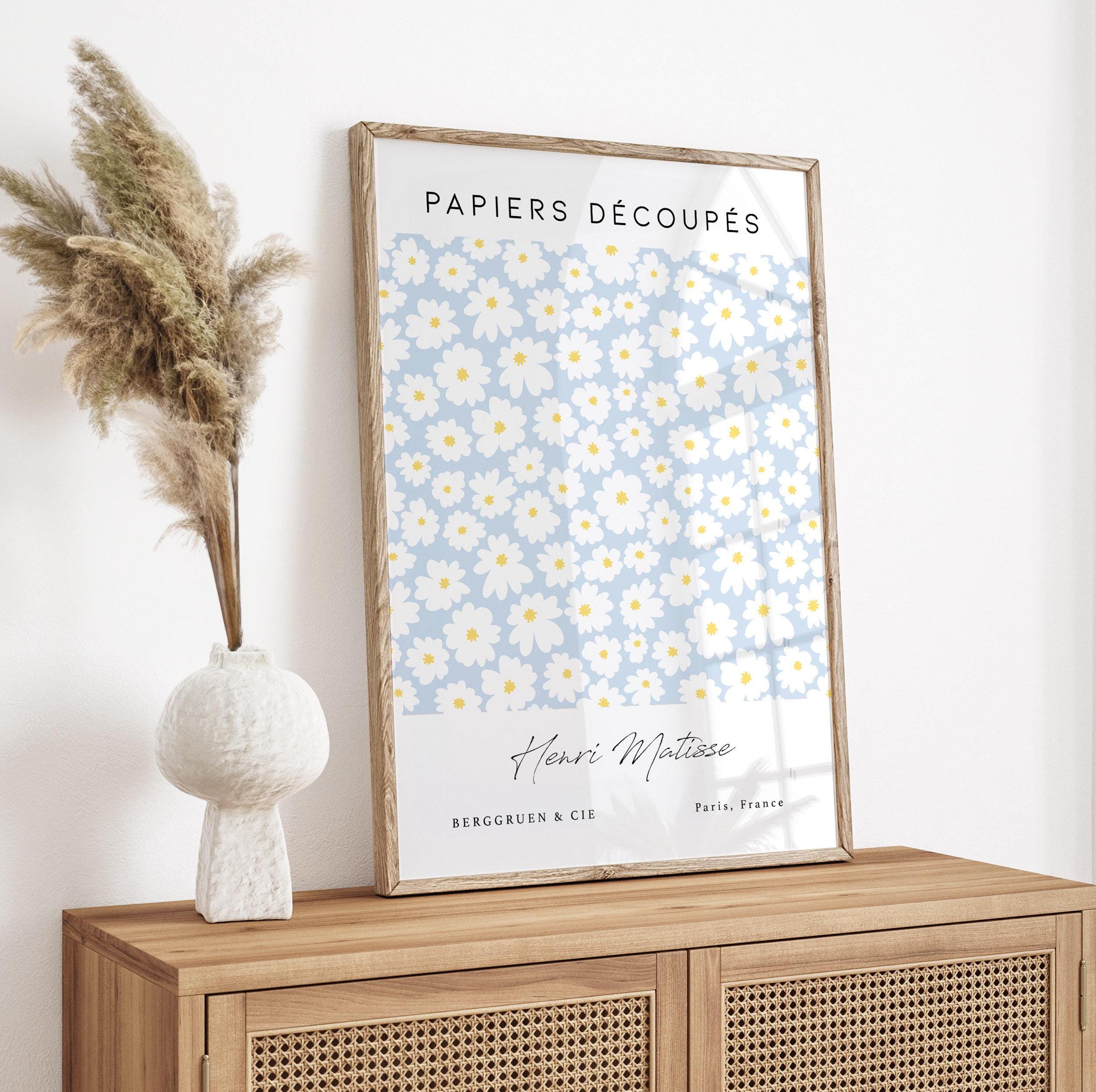 Light Blue Daisy Prints, 3 Set, Blue Wall Art, Modern Art Poster, Blue ...