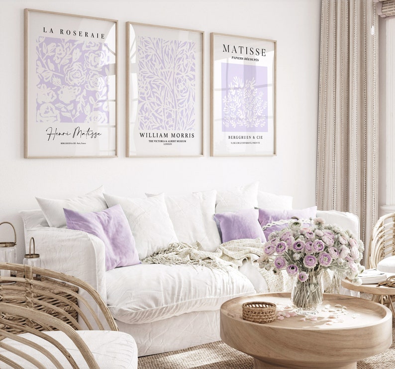 Lilac Purple Prints, 3 Set, Pastel Wall Art, Modern Art, Purple Prints ...