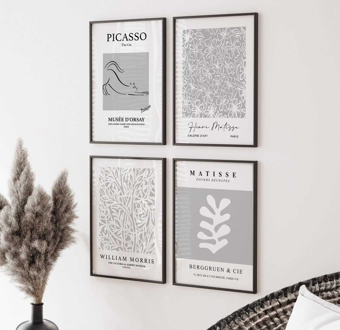 12 Soft Grey Matisse Prints, Grey Wall Art, Modern Art Poster, Grey ...