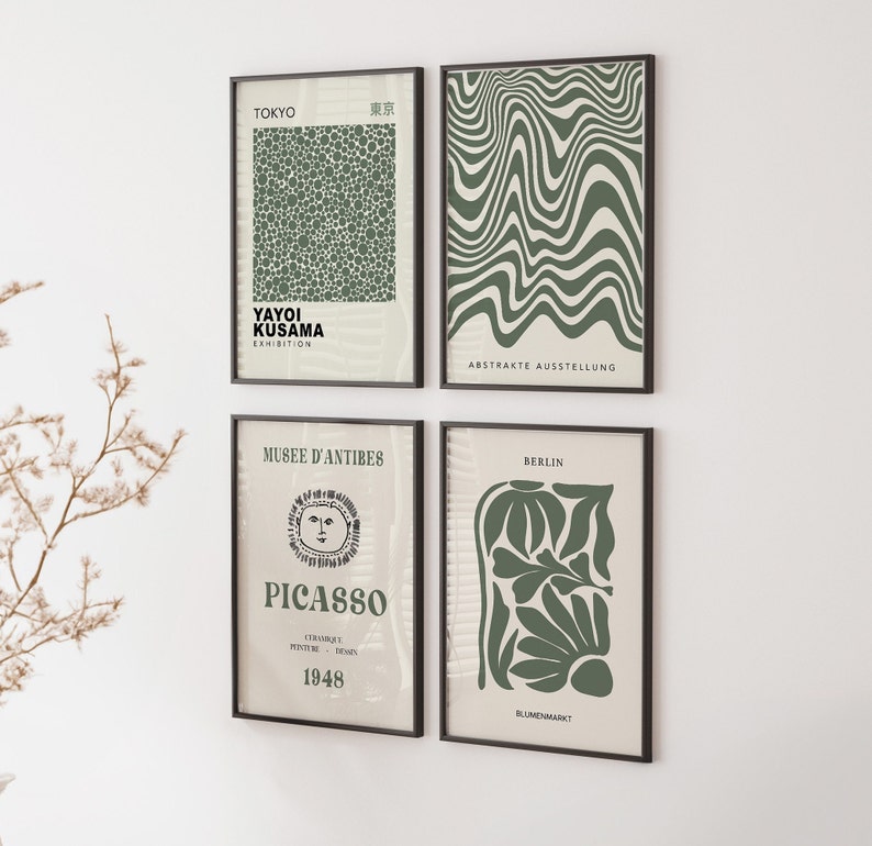 12 Forest Green Prints, Green Wall Art, Modern Art Poster, Green Prints ...