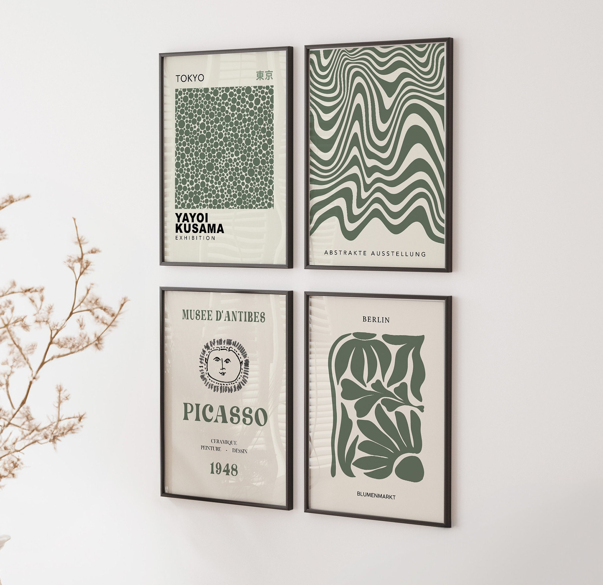 12 Forest Green Prints, Green Wall Art, Modern Art Poster, Green Prints ...