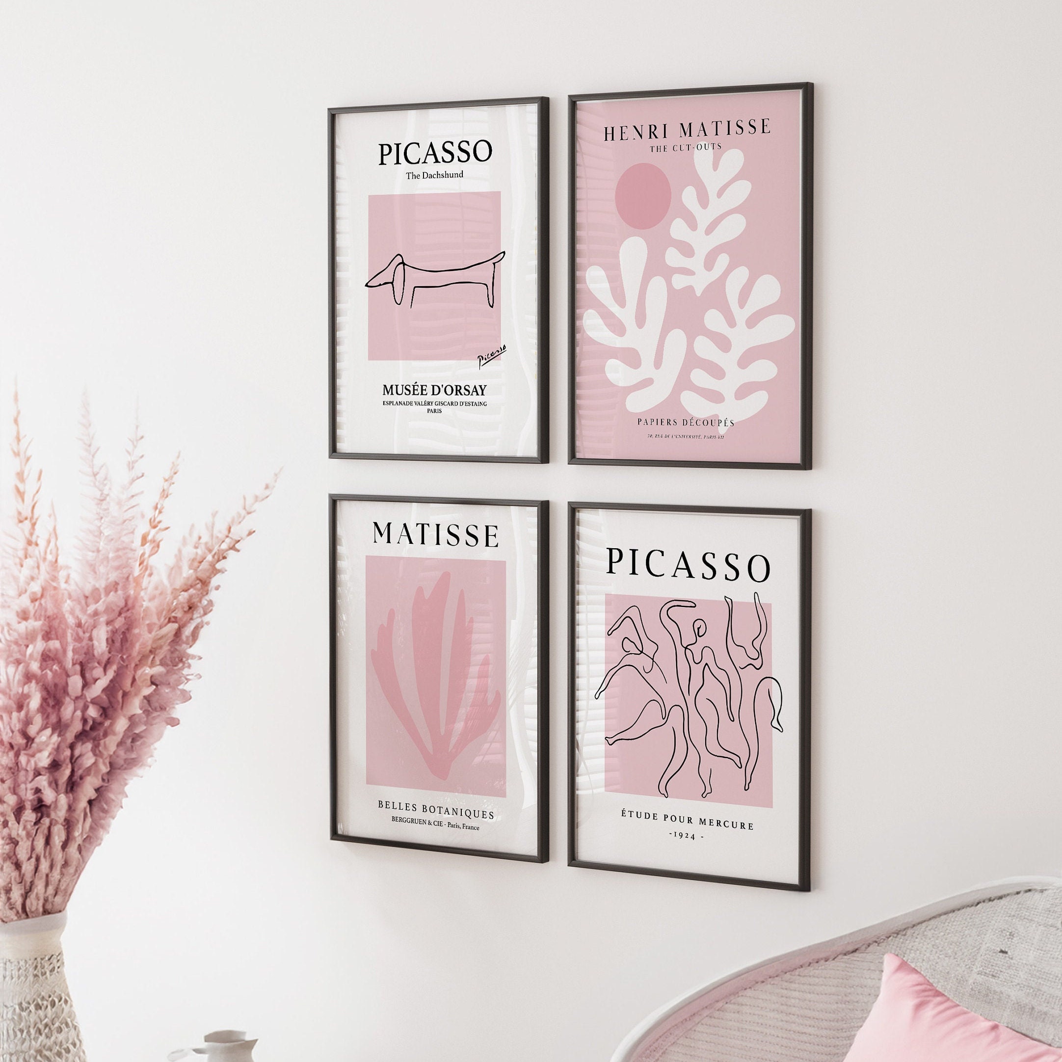 12 Pink Prints Bundle, Pink Wall Art, Modern Art Poster, Pastel Pink ...