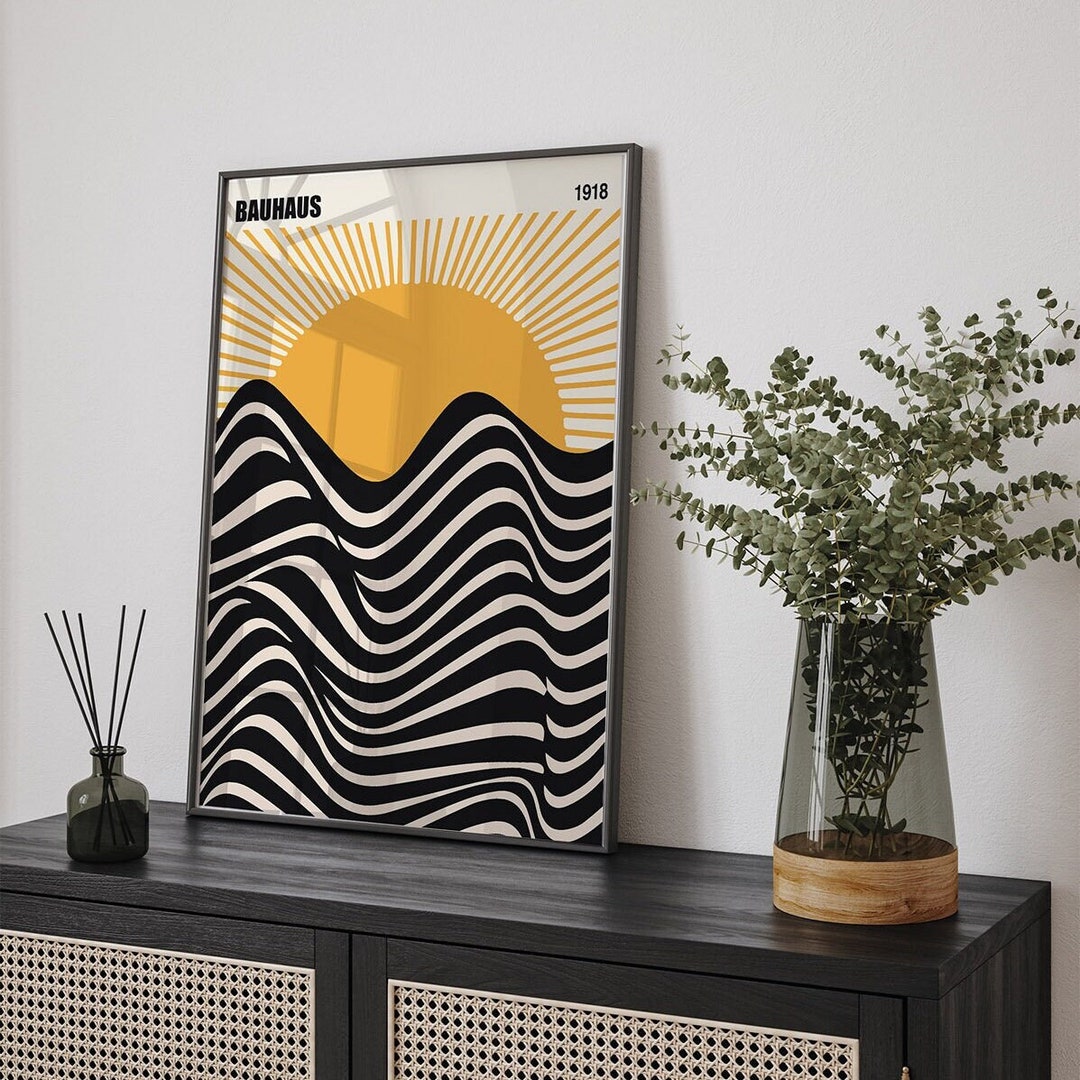 Bauhaus 'rising Sun' Print, Yellow Retro Wall Art (digital Download) - Etsy