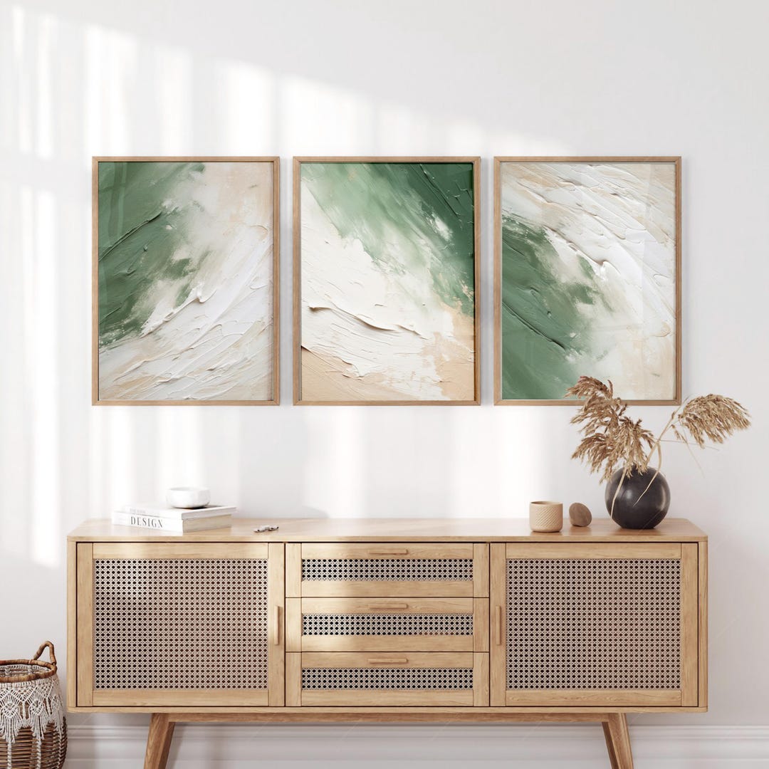 Abstract Green Art Prints, 3 Set, Green Wall Art, Modern Art Posters ...
