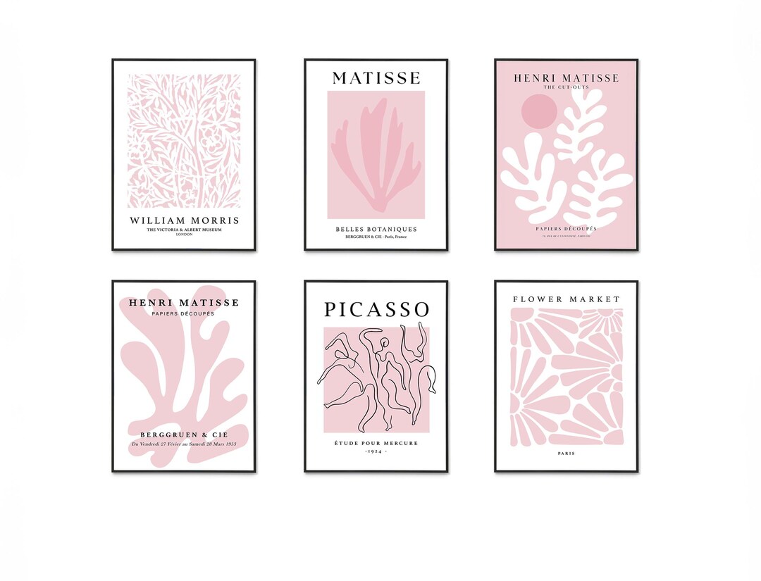 6 Pink Prints Bundle, Pink Wall Art, Modern Art Poster, Pastel Pink ...