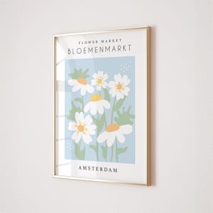 Blue Daisy Art Print Set of 5: Modern Floral Gallery Wall (digital ...