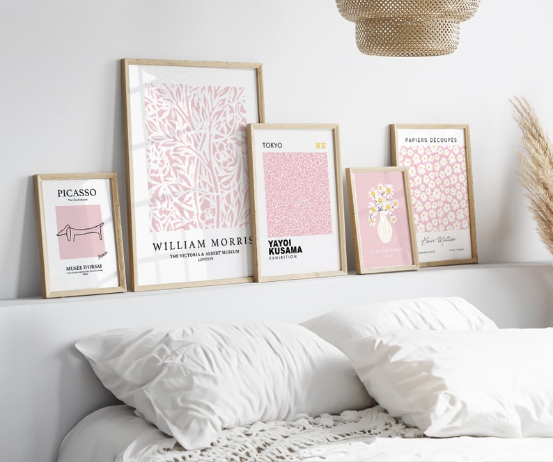 12 Pink Prints Bundle, Pink Wall Art, Modern Art Poster, Pastel Pink ...