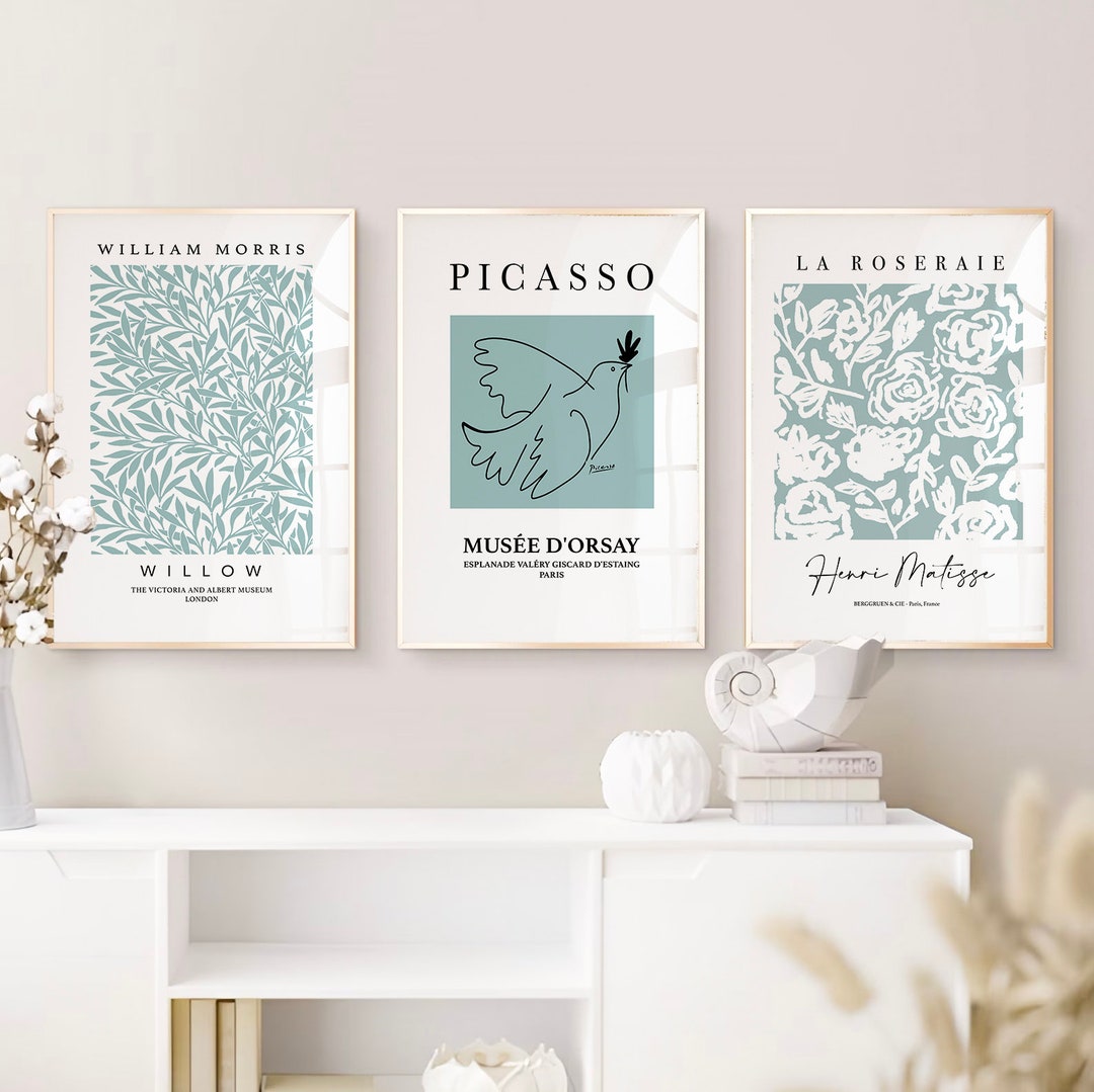 Teal Art Prints, 3 Set, Teal Wall Art, Modern Art Poster, Teal Print ...
