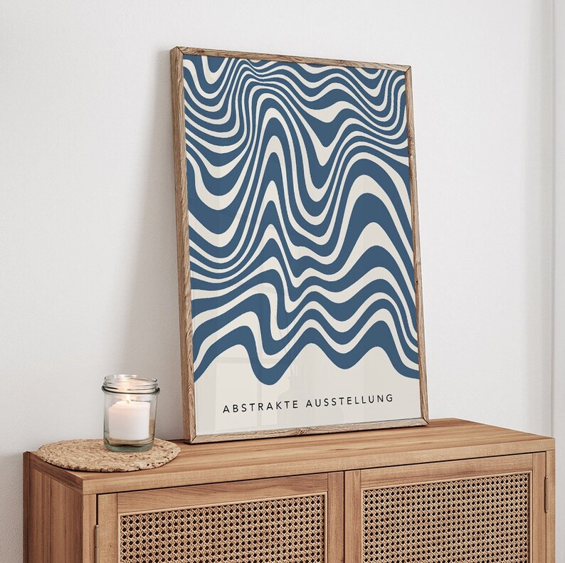 French Navy Bauhaus Print, Navy Wall Art, Modern Art Poster, Blue Print, Retro Wall Art, Neutral ...