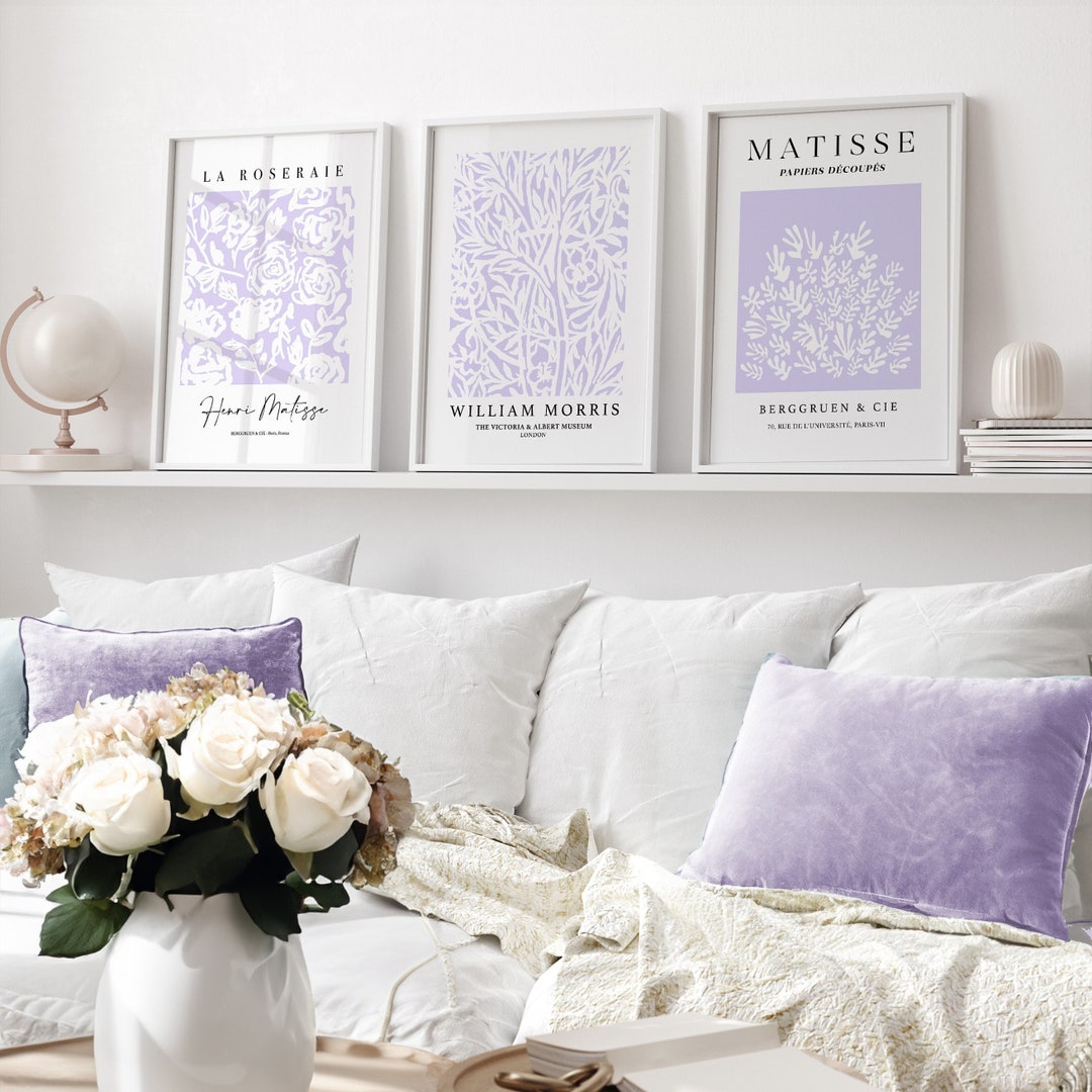 Lilac Purple Prints, 3 Set, Pastel Wall Art, Modern Art, Purple Prints ...