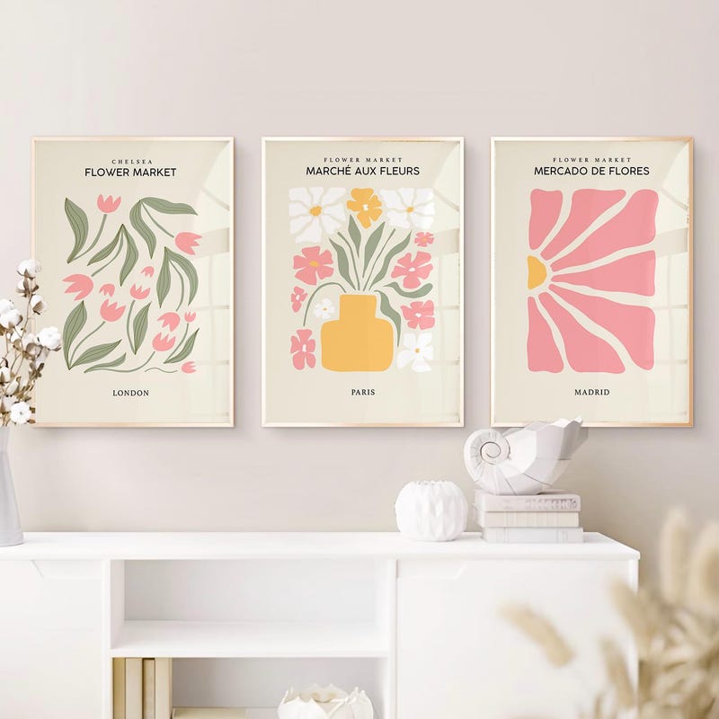 Pink Kitchen Prints Three - Etsy