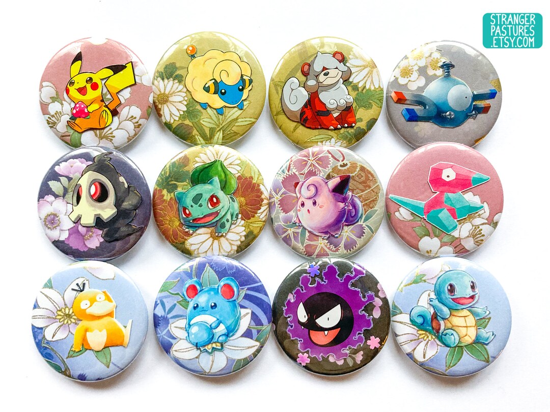 Pokégami Buttons - Batch 1 (OOAK Handmade Collage Buttons Featuring TCG ...