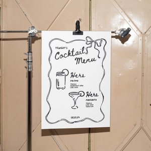 Hand-drawn Cute Cocktail Menu Template | Custom Illustrated Bar Menu ...