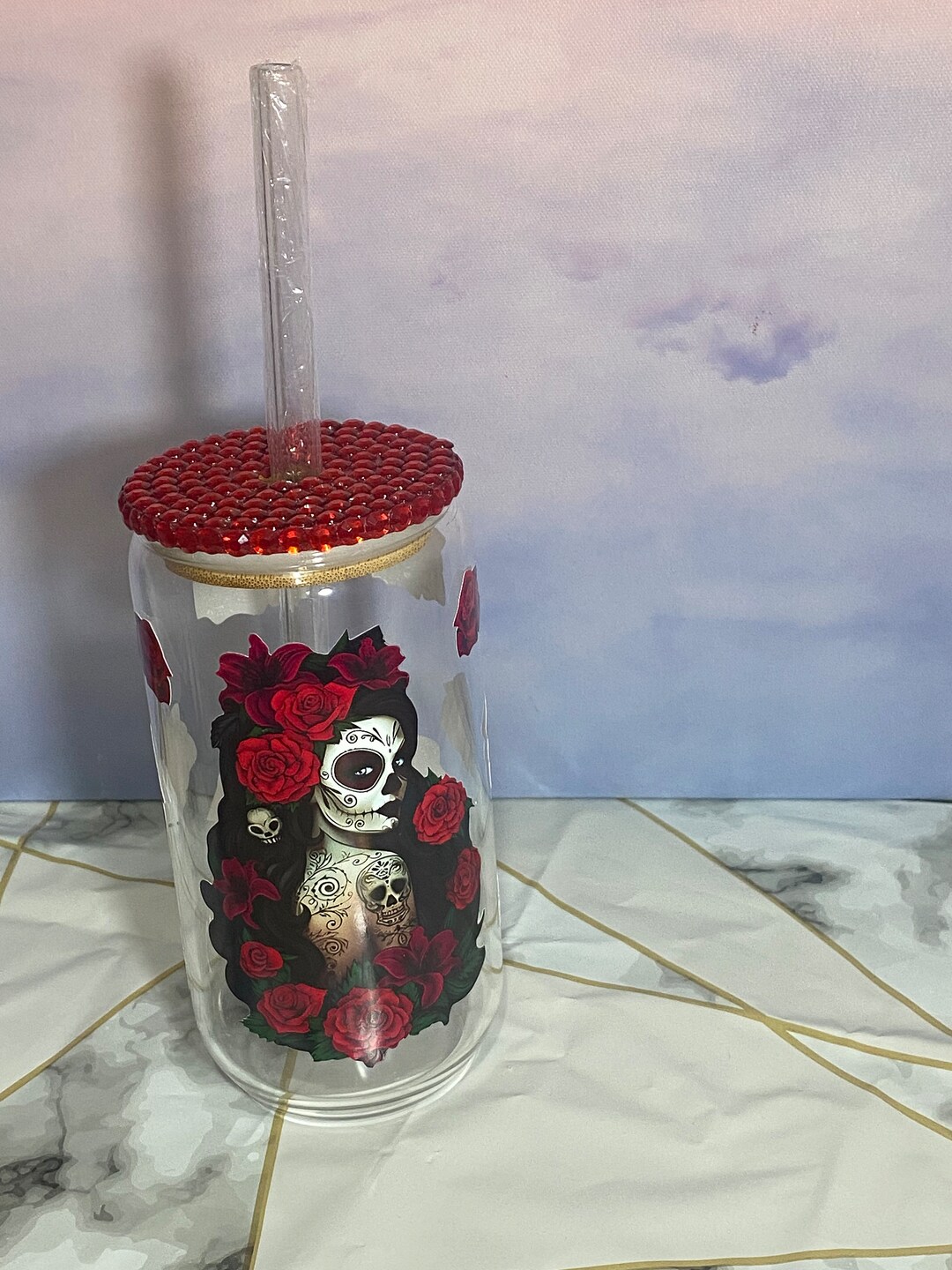 Catrina Glass Cup - Etsy