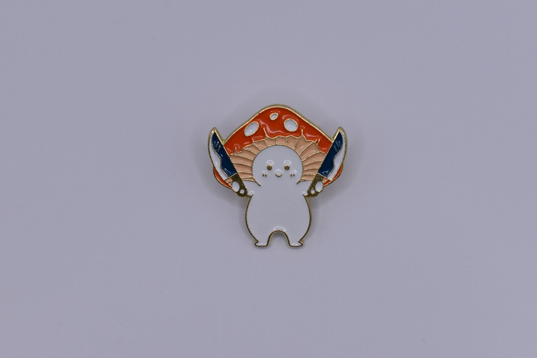 Funny Mushroom Hard Enamel Pin - Cartoon Character With Knives - Etsy