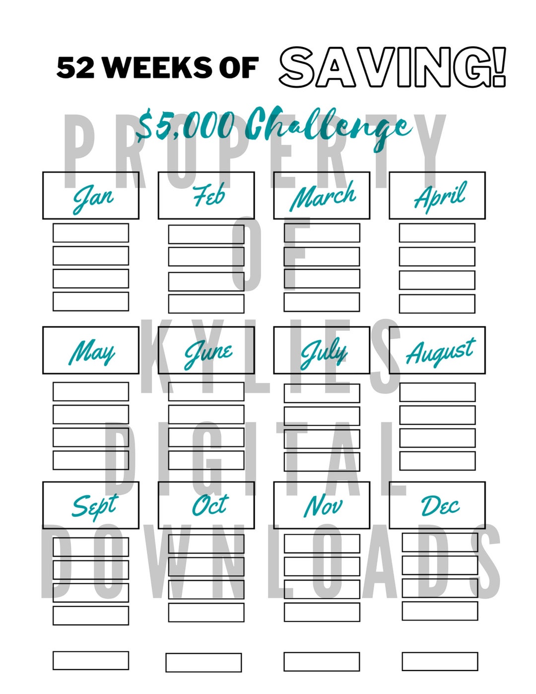 Yearly Savings Challege - Printable - Etsy