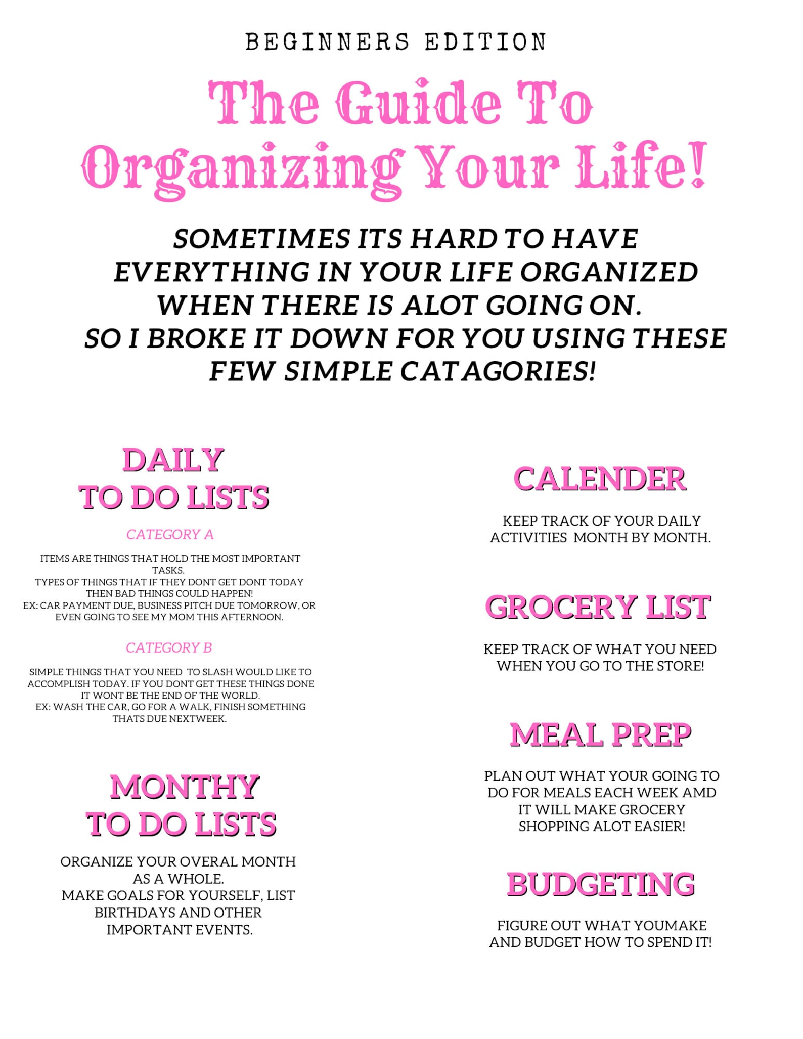 Organize Your Life -PINK- Planner - Etsy