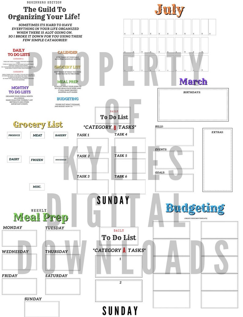 Organize Your Life color Coded Version - Etsy