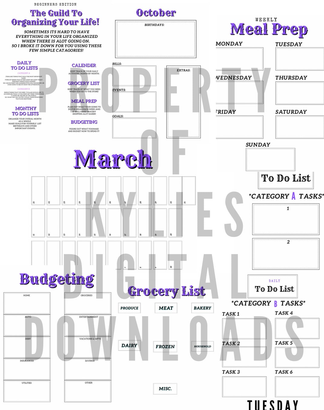 Organize Your Life -PURPLE- Planner - Etsy