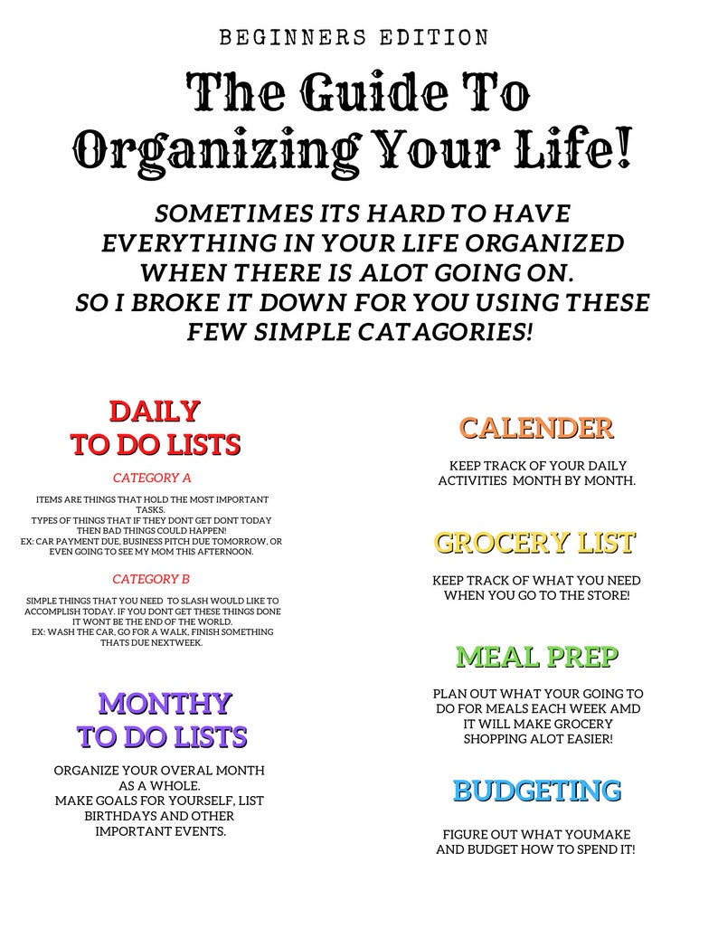 Organize Your Life (color Coded Version) | Digital Planner - Etsy