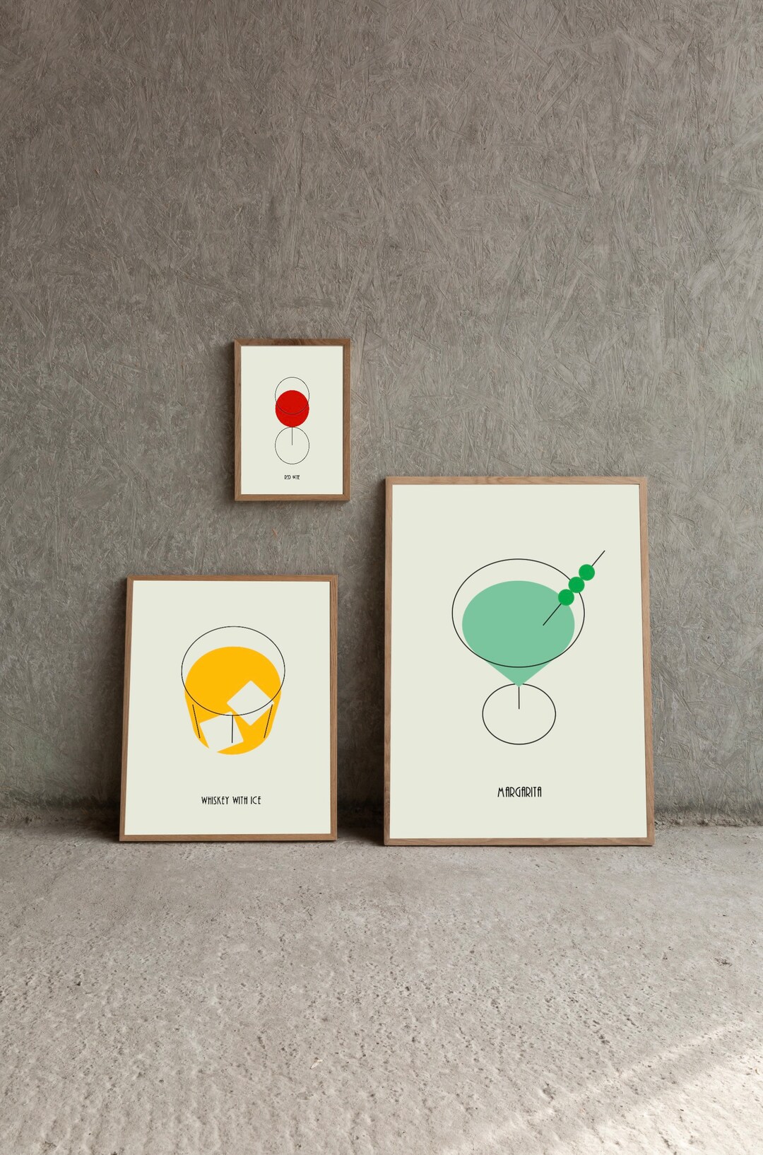 Retro Funky Martini Cocktail Print, Red Wine Retro Digital Prints ...