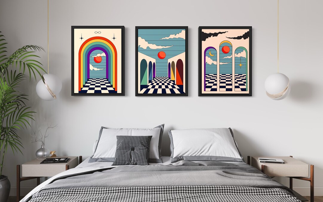 Retro Groovy Wall Art Print Set of 3 (digital Download) - Etsy