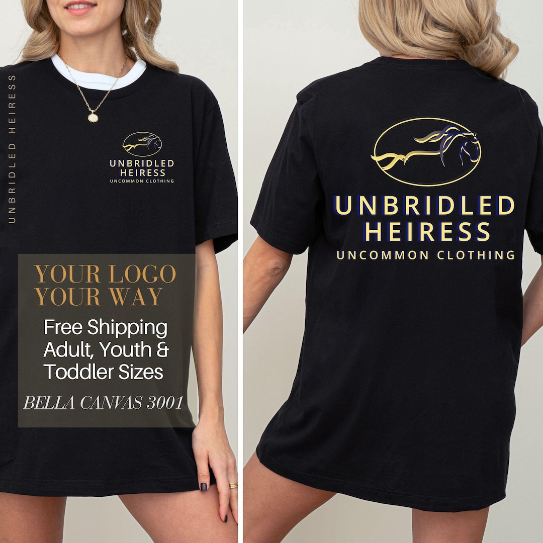 Custom Bella Canvas Logo Design Front & Back Shirt, Company Logo Merch ...