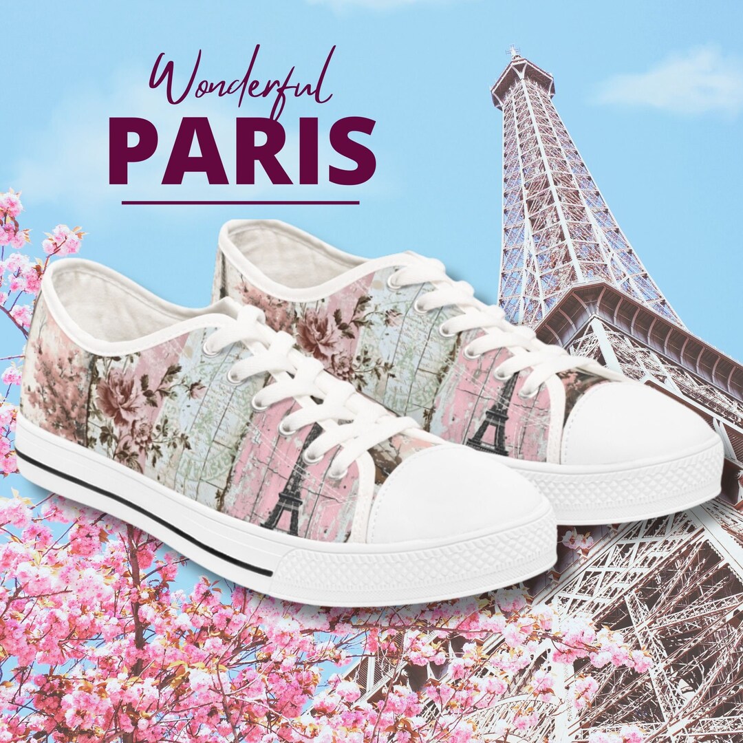 Custom Parisian Chic Sneakers, Coquette Canvas Shoes, Old World Paris ...