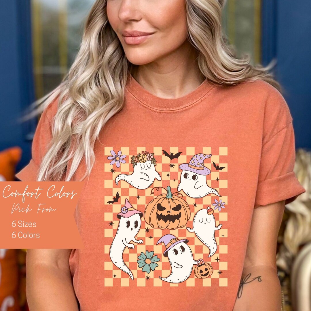 Comfortcolors® Retro Pumpkin Halloween Shirt Cute Trick or - Etsy