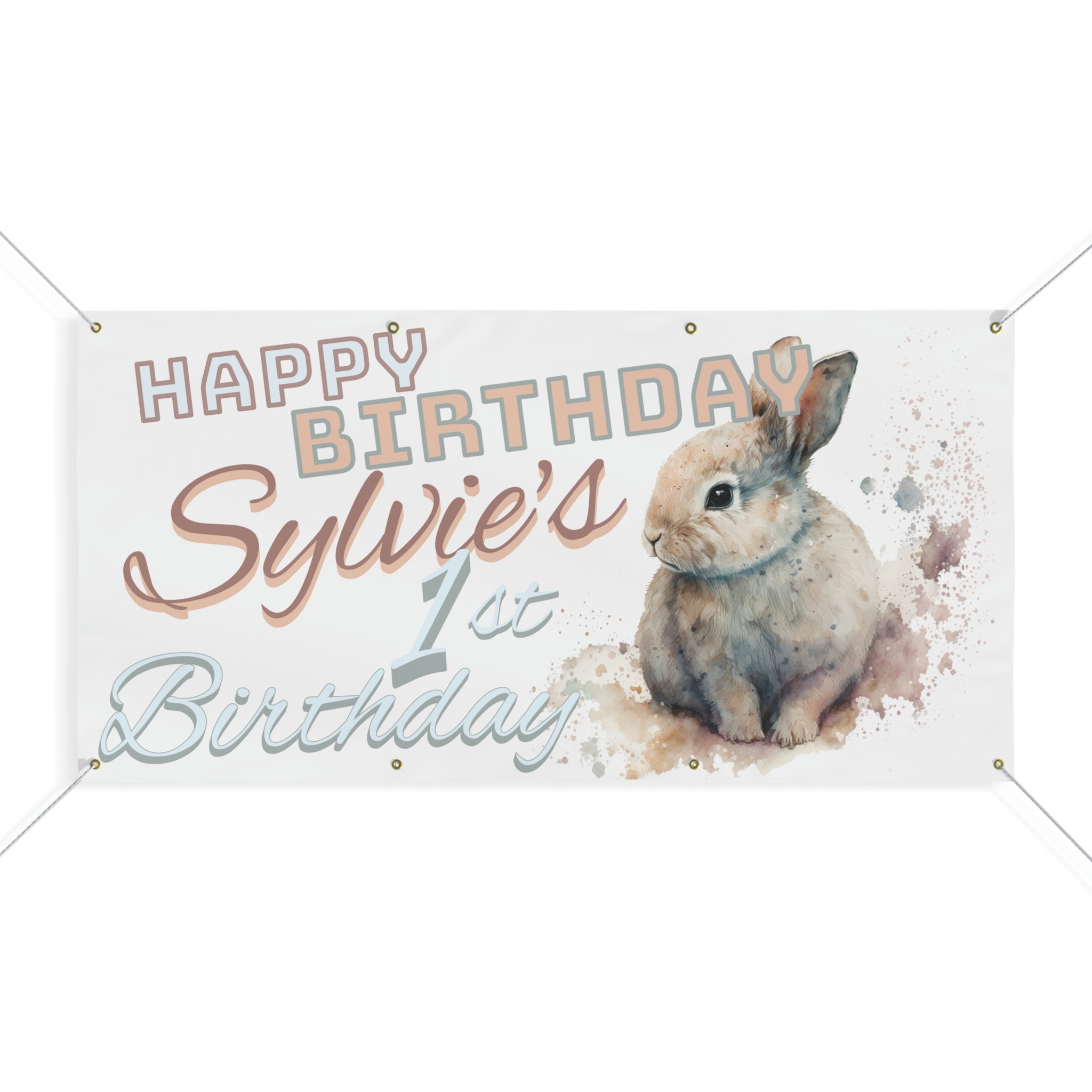 Custom Bunny Birthday Party Banner, Custom Rabbit Birthday Vinyl Sign ...