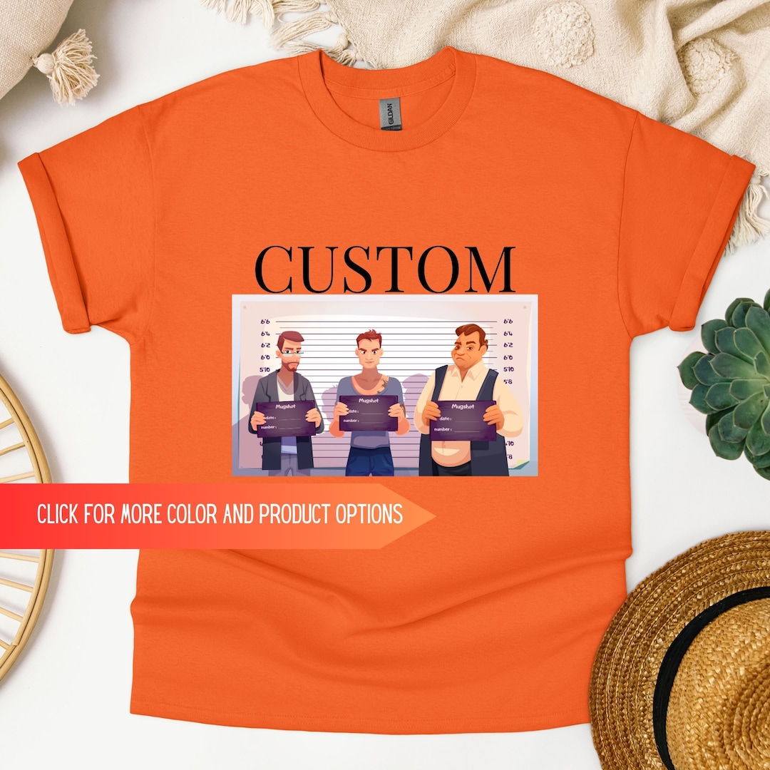 Custom Mugshot T-shirt, Personalized Mug Shot Photo Shirt, Gift for ...