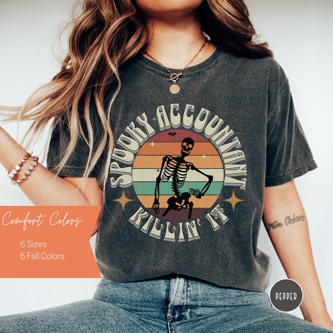 Comfortcolors® Funny Accountant Halloween Shirt, Spooky Bookkeeper T ...