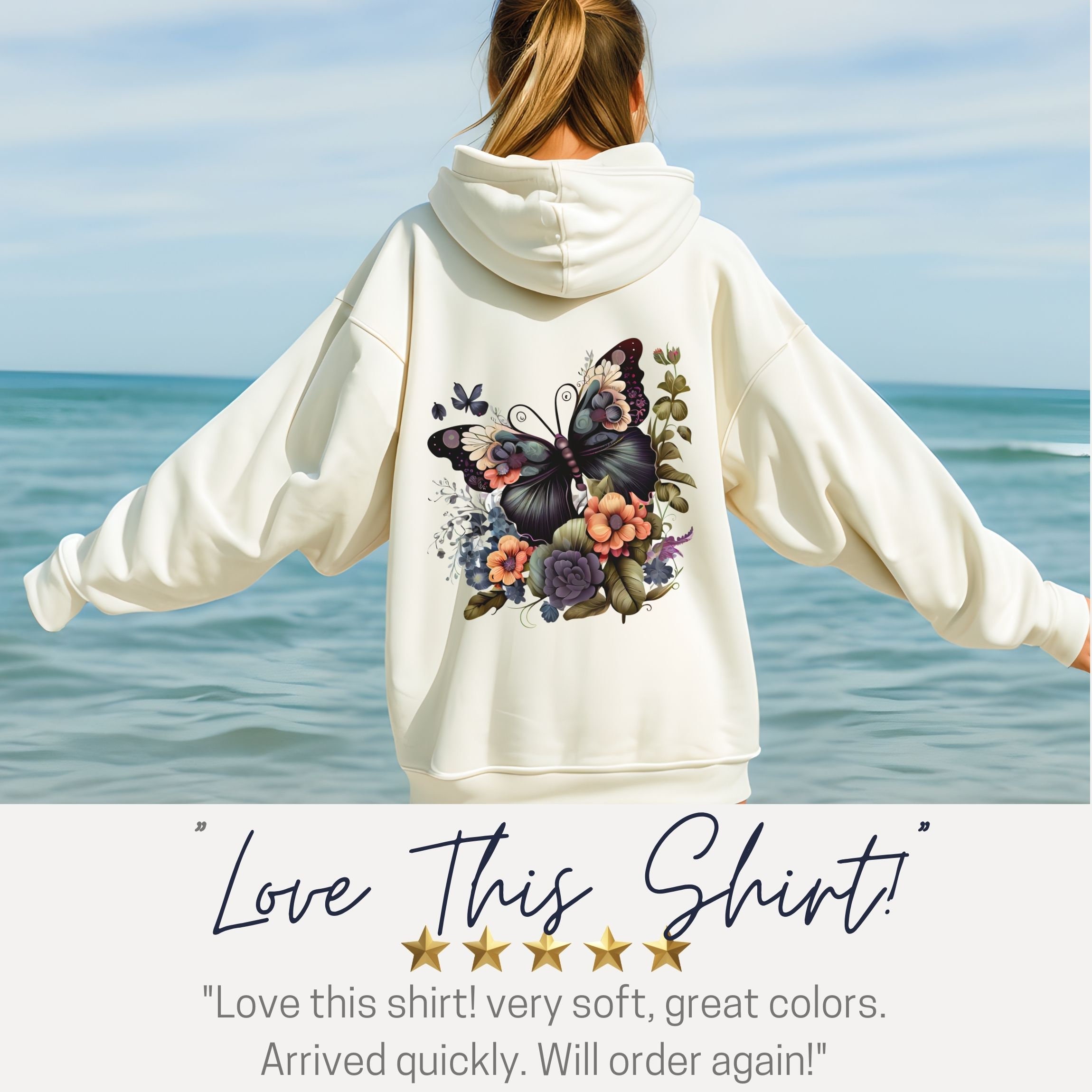 Butterfly Hoodie, Floral Butterfly Sweatshirt, Butterfly Lover Sweater ...