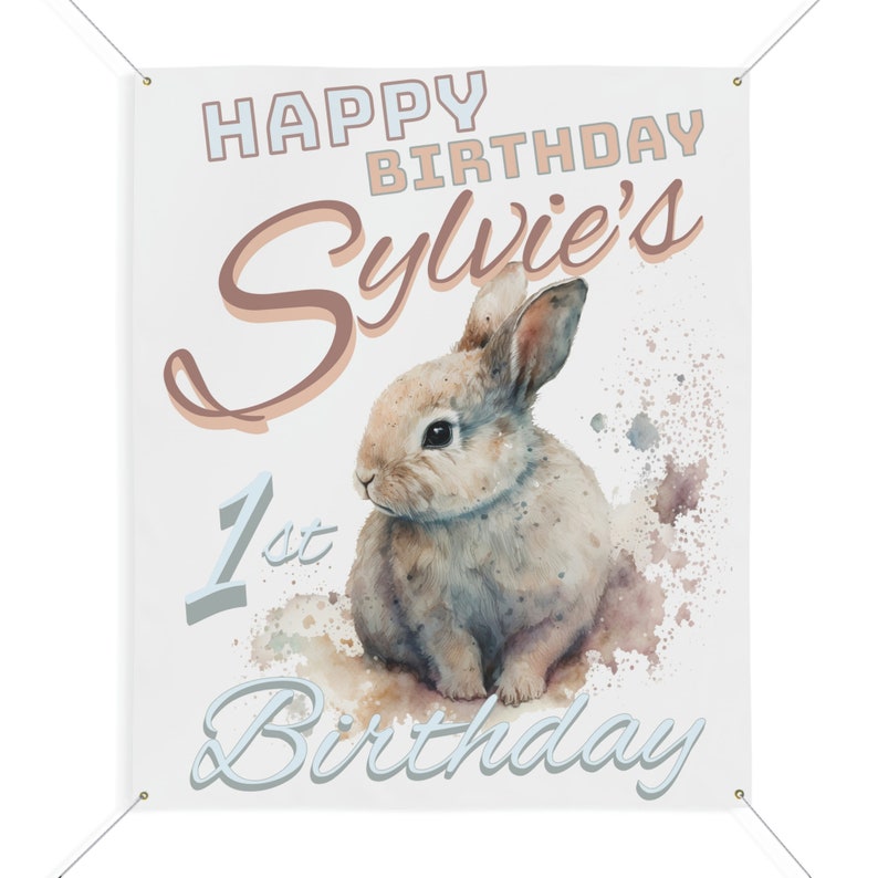 Custom Bunny Birthday Party Banner, Custom Rabbit Birthday Vinyl Sign ...