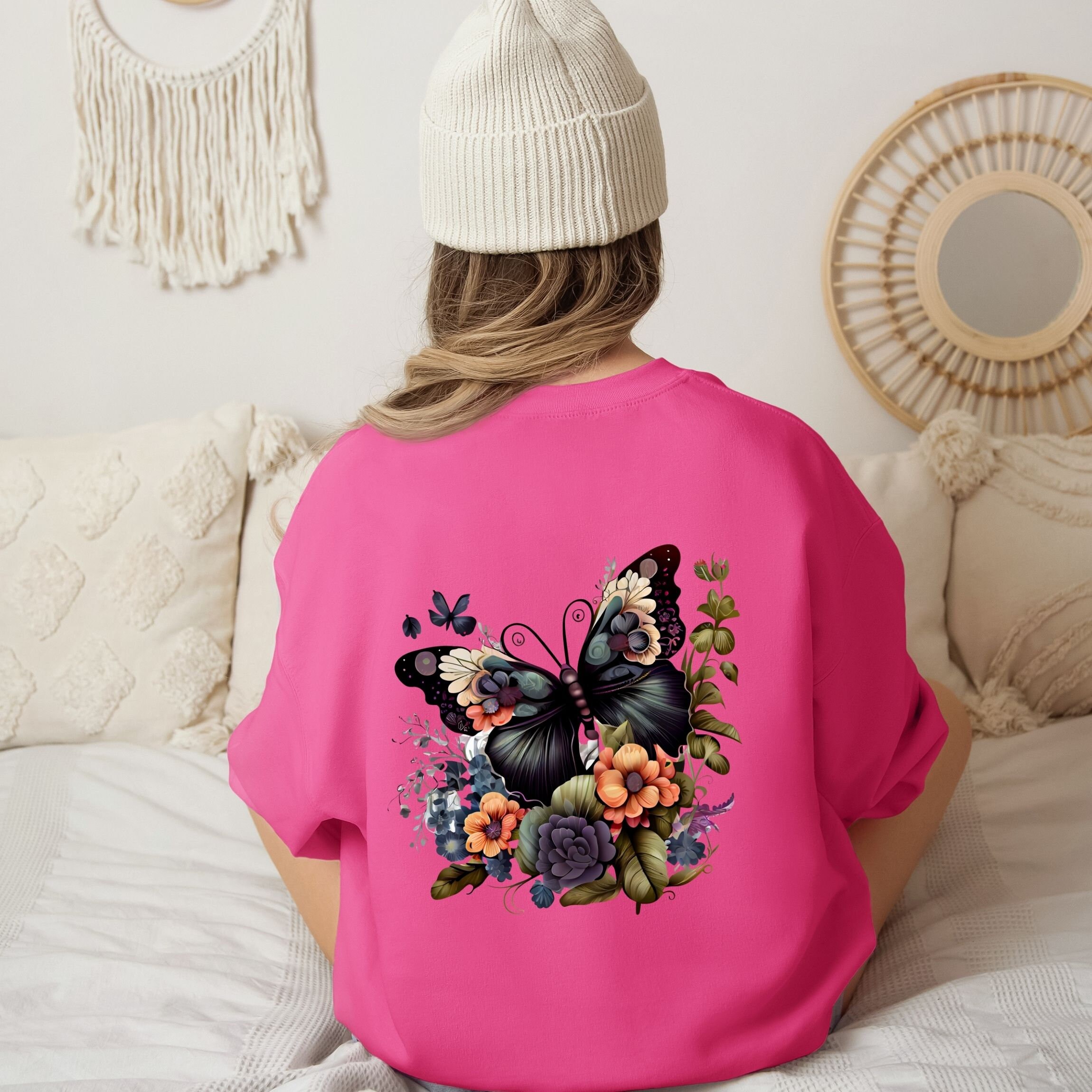 Butterfly Hoodie, Floral Butterfly Sweatshirt, Butterfly Lover Sweater ...
