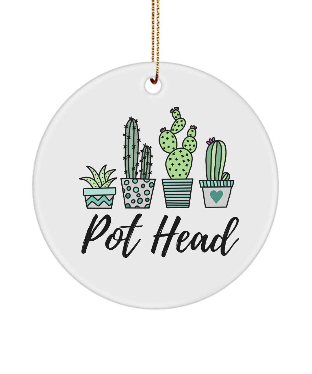 Pot Head Ornament, Succulent Pot Head, Pot Head Plant Lover, Pot Head ...