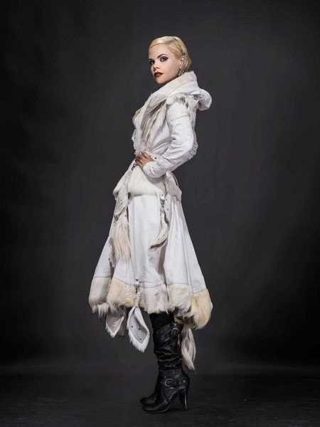 Huntress Jacket in White Sheepskin, White Leather Jacket With White Fur ...