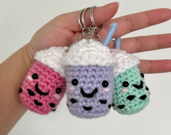 Crochet Boba Bubble Tea Amigurumi Plushie Keychain Foodie Ornament Boba ...