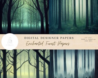 Forest Fog Digital Scrapbook Paper Kit 8.5x11 and 12x12, 10 Digital ...
