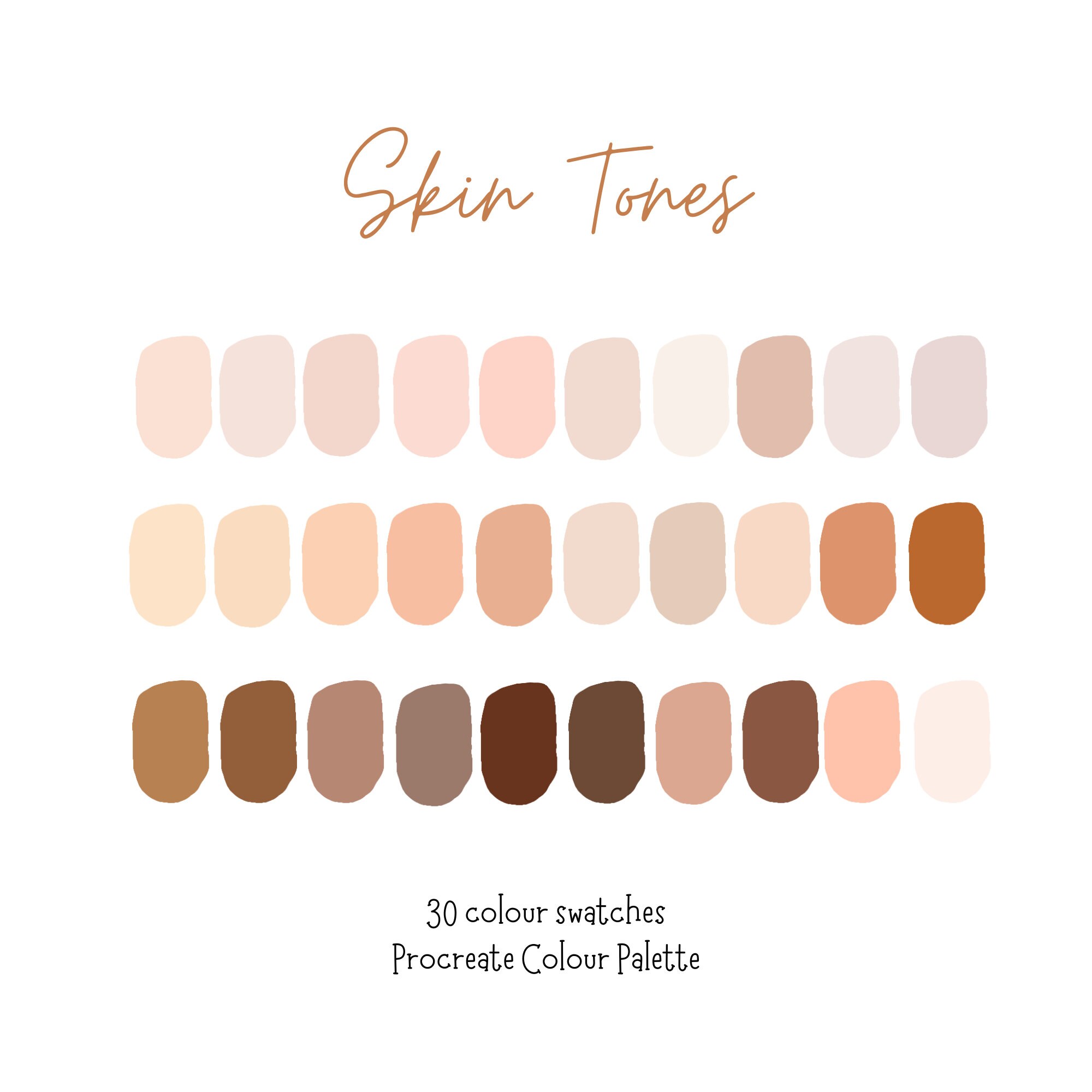 Skin Tones Procreate Color Palette, Procreate 30 Swatches, iPad ...
